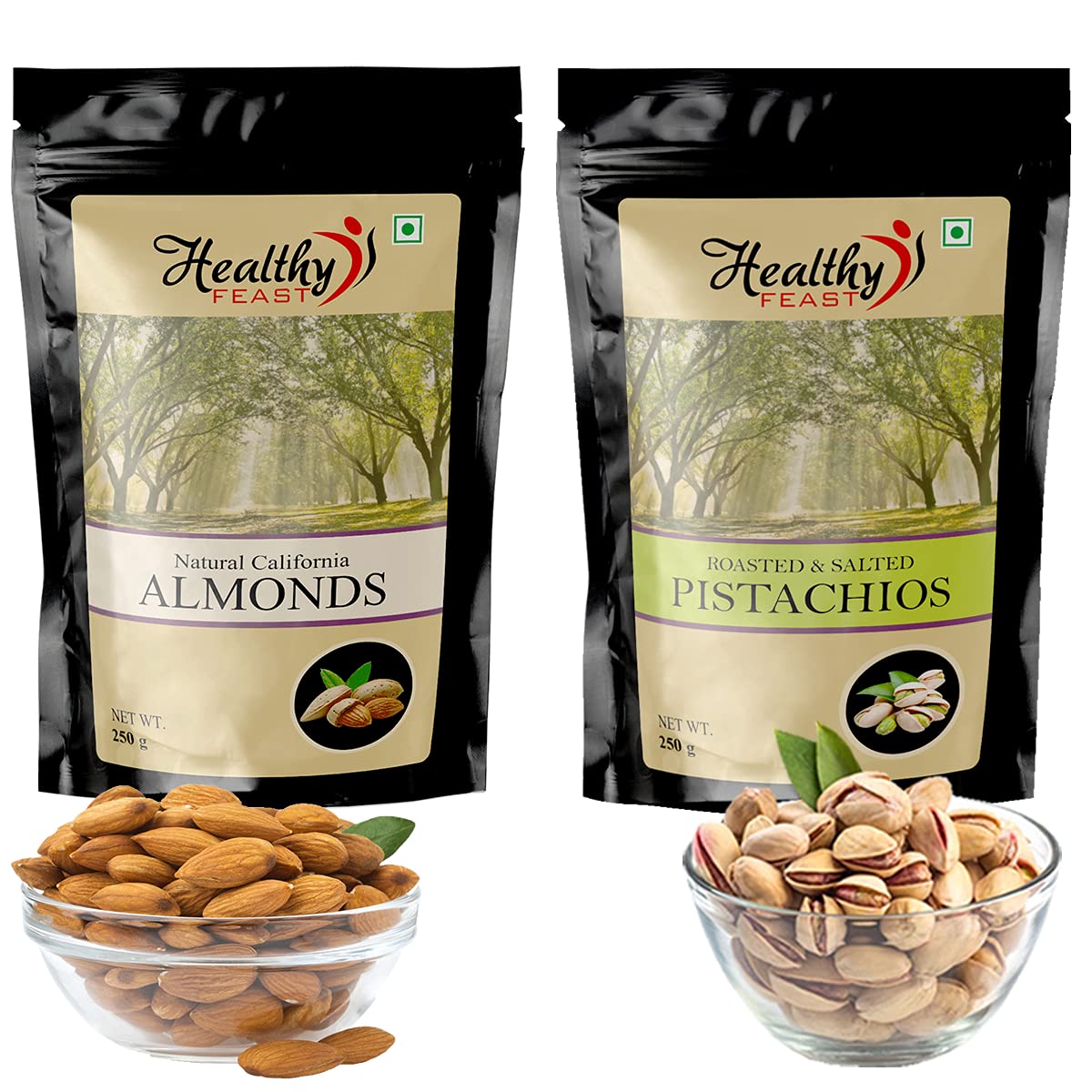 Healthy Feast Almond Pista Dry Fruits Combo Pack, 250g (Pack of 2 ...