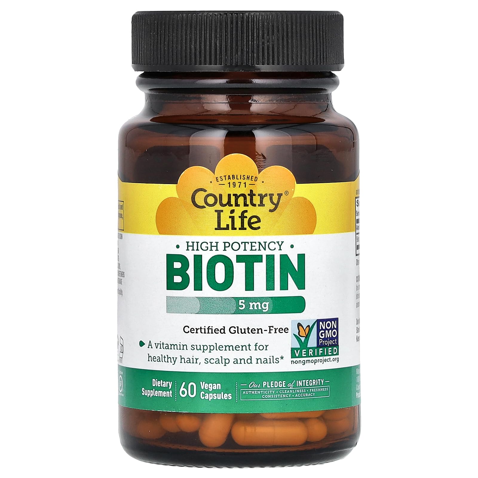 Amazon.com: Country Life Biotin 5 mg Super Potency Capsules, 60 ...