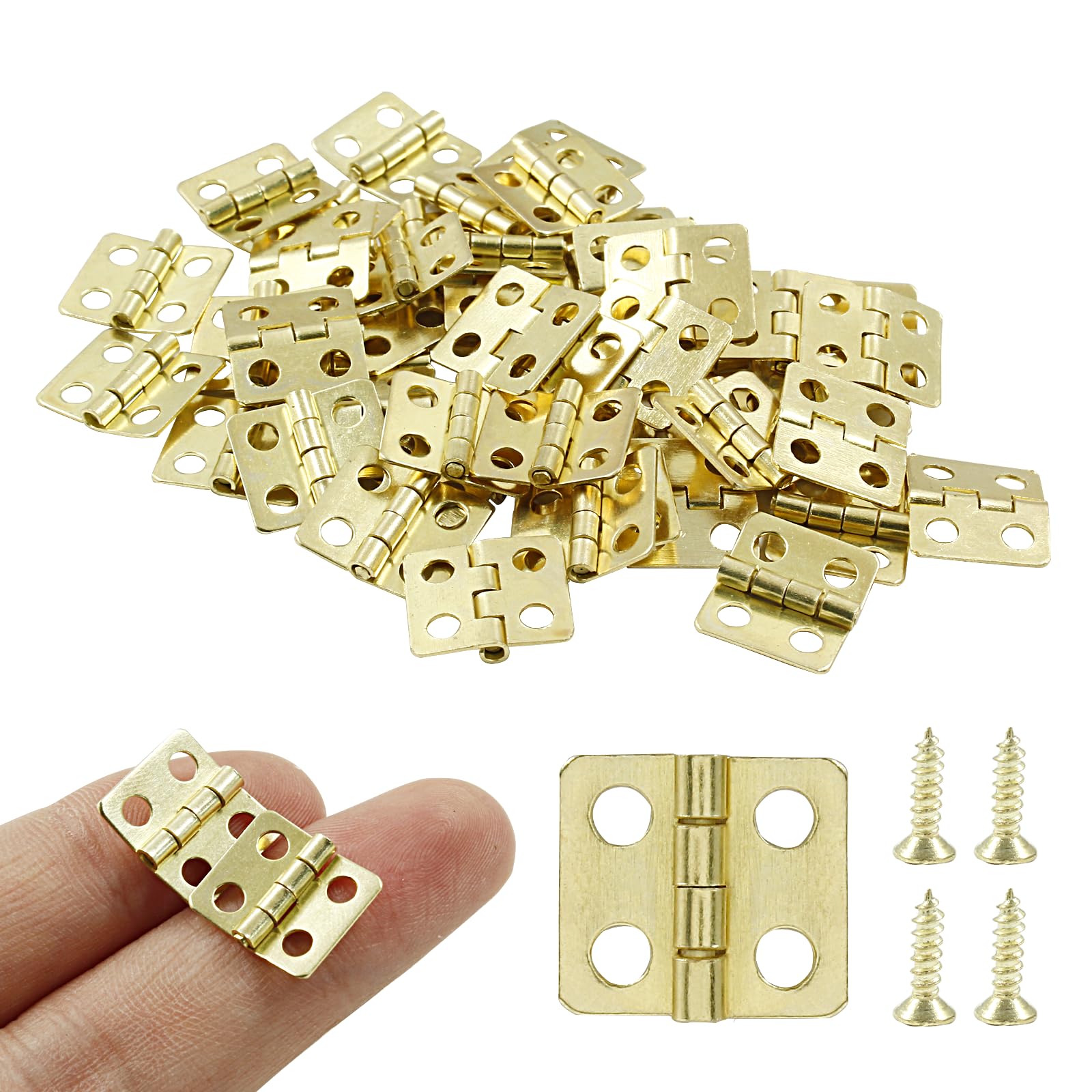 Zorveiio 50Pcs Small Gold Hinges,0.47"x0.51" Mini Hinges,Iron Butt ...