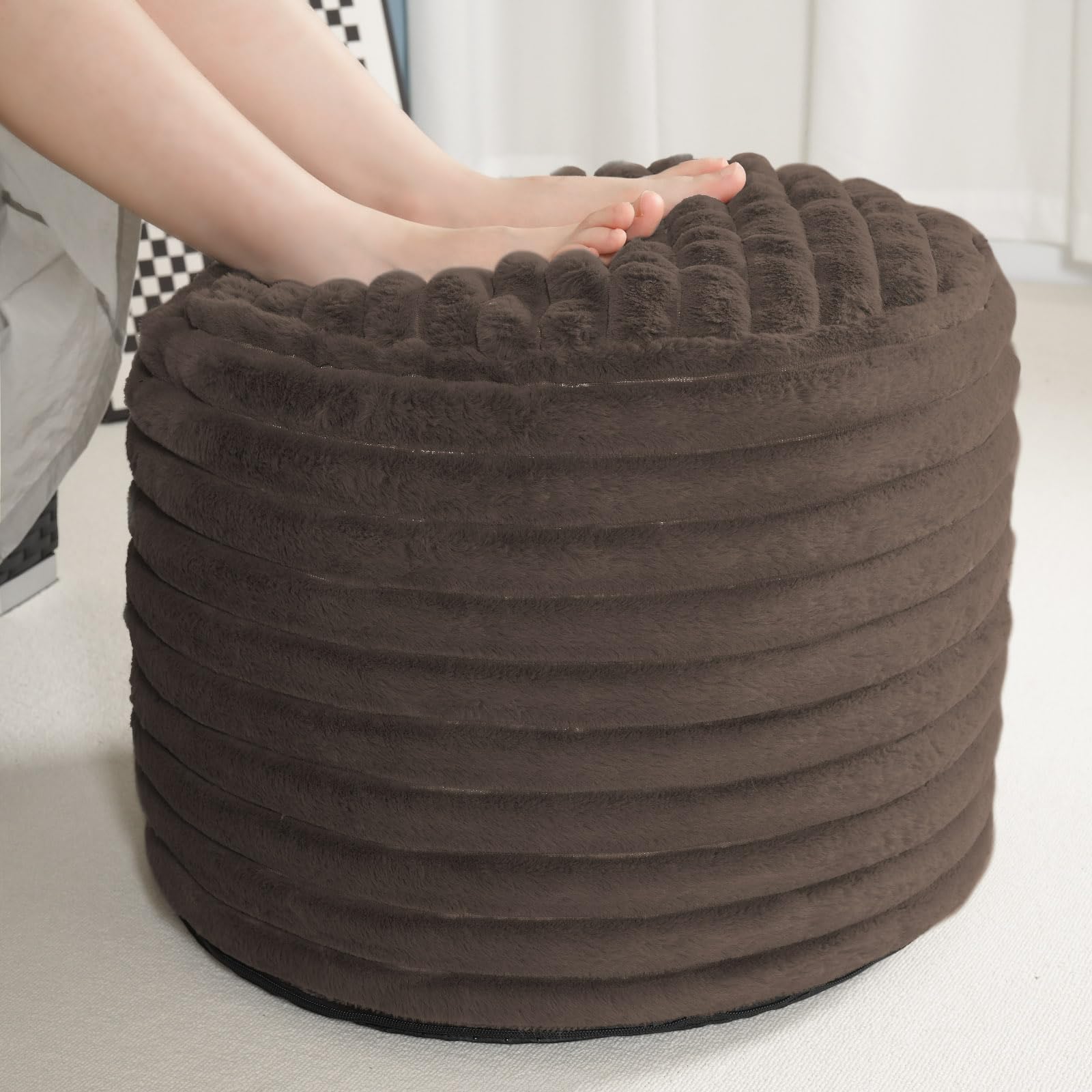 Amazon.com: Asuprui Pouf Ottoman Stuffed Round Ottoman Foot Rest Foot ...