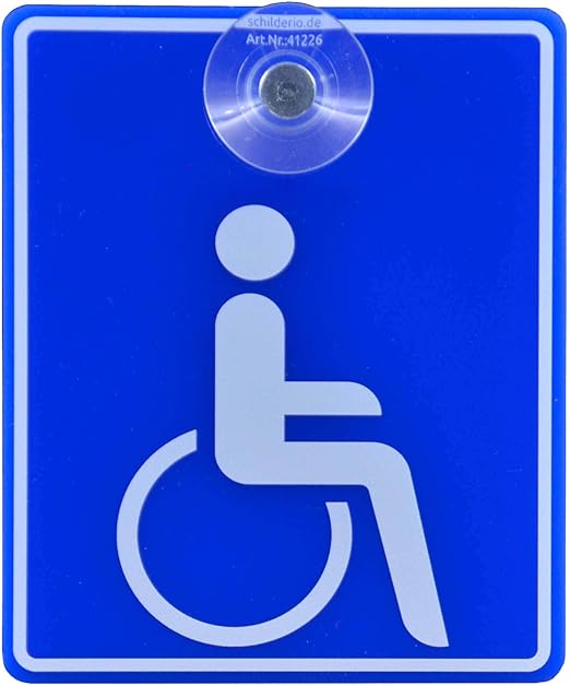 Suction Cup Sign for Wheelchair Users Disabled Sign 100 x 120 mm for ...