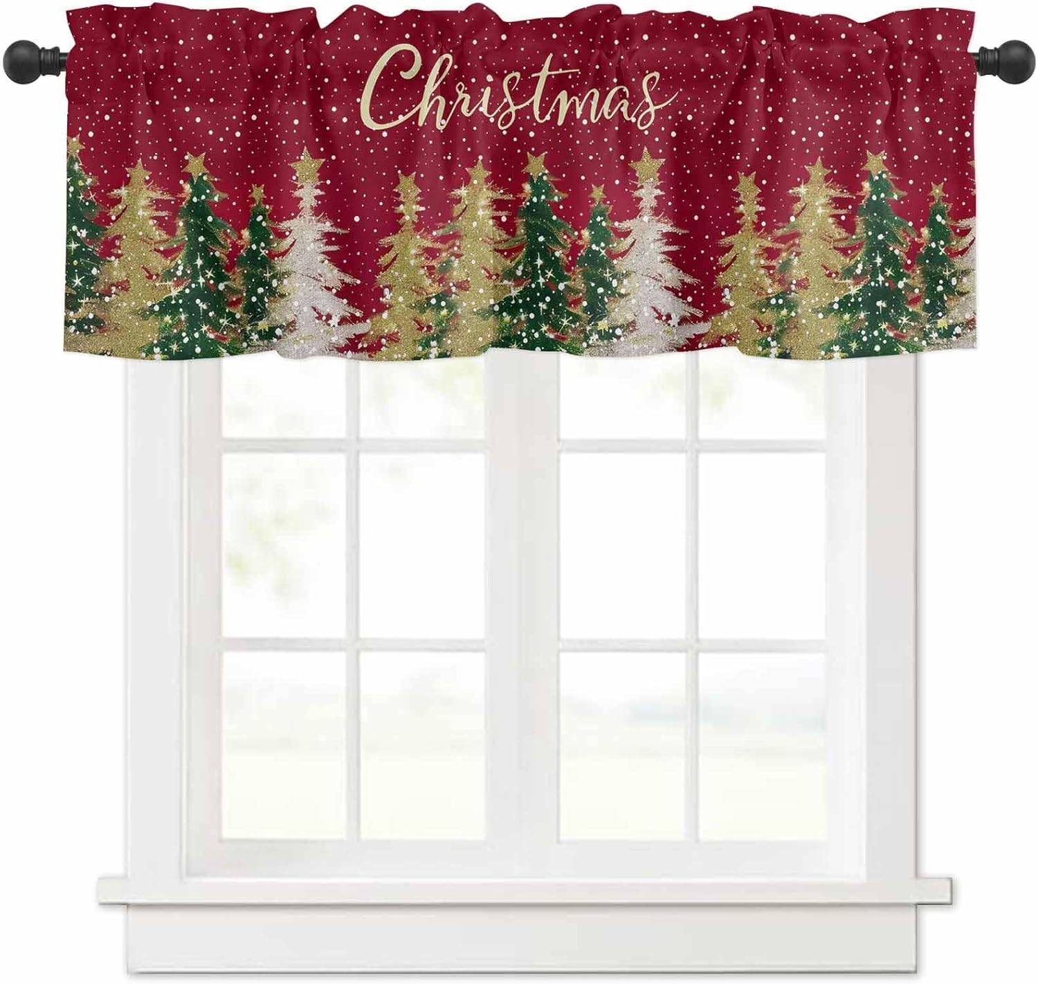 Amazon.com: Merry Christmas Valance Curtains for Kitchen Window 54" W x ...