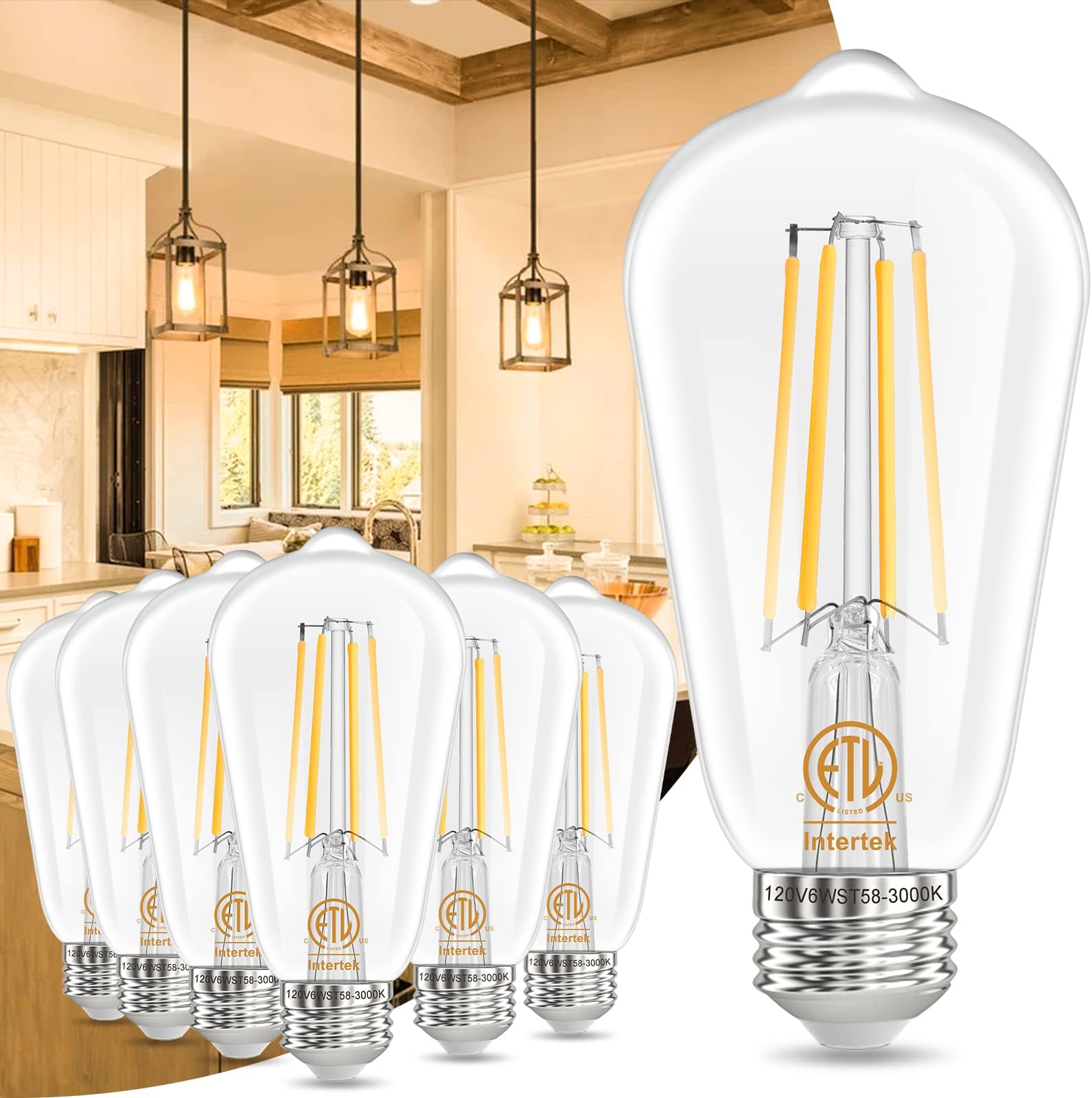 winshine Edison E26 LED Bulb 60 Watt Equivalent 3000K Soft Warm White ...