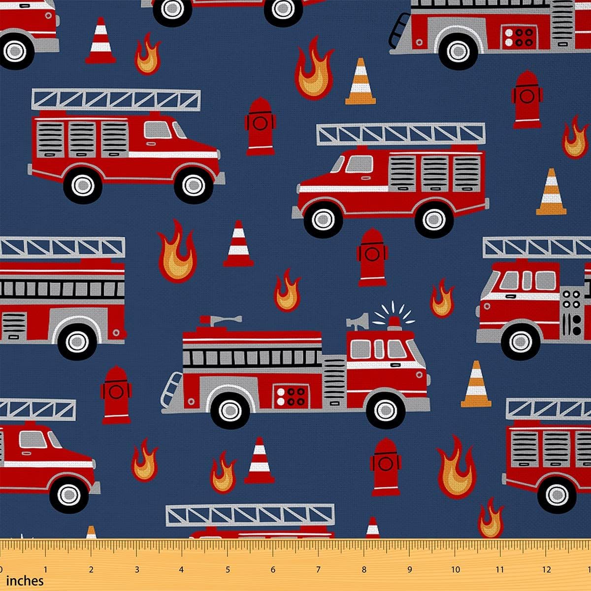 Amazon.com: Fire Truck Fabric by The Yard, Red Fire Fighting Supplies ...