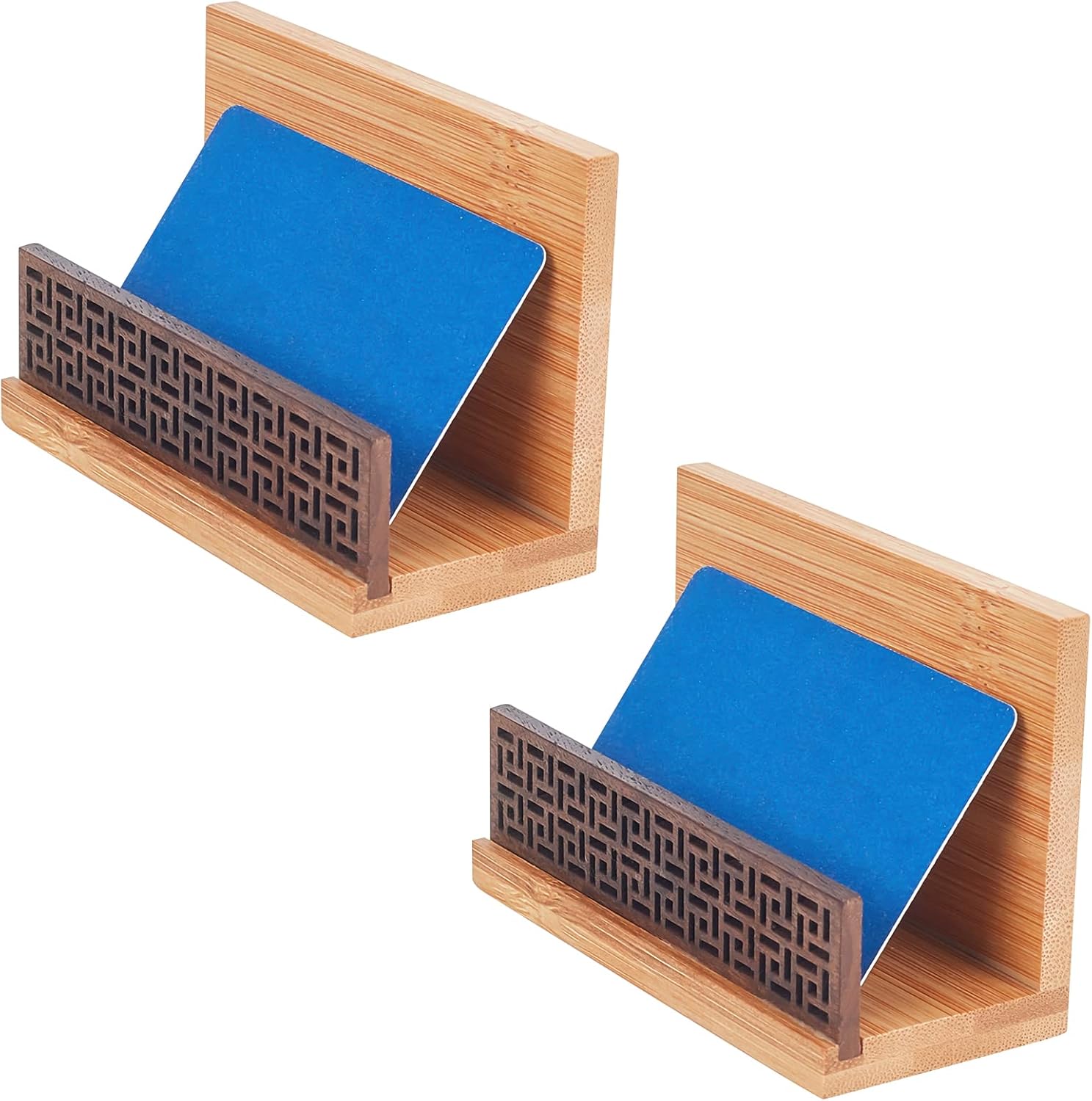 Amazon.com : WEBEEDY 2PCS Bamboo Wood Business Card Holder Retro Garden ...