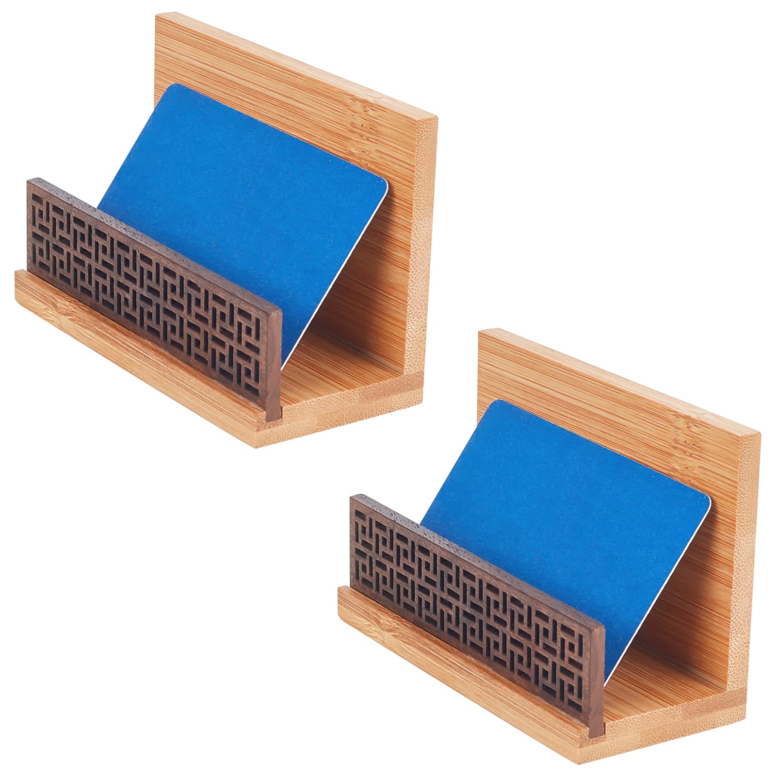 Amazon.com : WEBEEDY 2PCS Bamboo Wood Business Card Holder Retro Garden ...