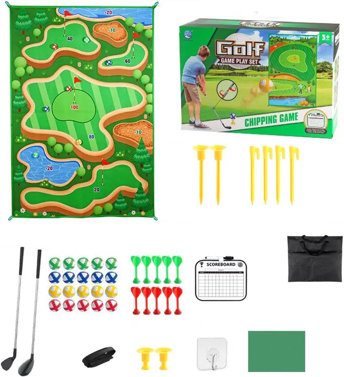 Lyleyu Golf Chipping Mat Set - 70''x70'' Sticky Pro Game for Indoor ...