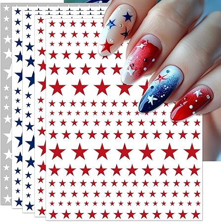 Amazon.com: IDDFEVE 4th of July Nail Stickers, Red Blue White Star for ...