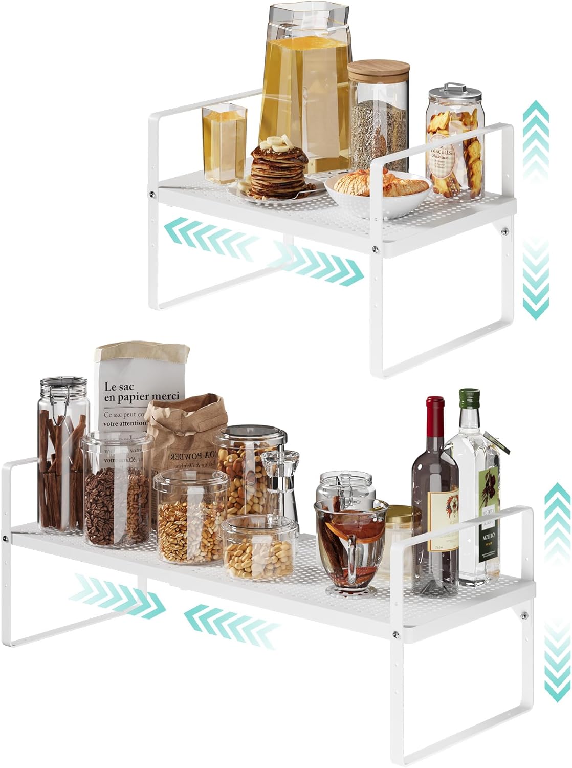 Amazon.com: jkxoo 2Pack Expandable Cabinet Shelf Organizers, Stackable ...