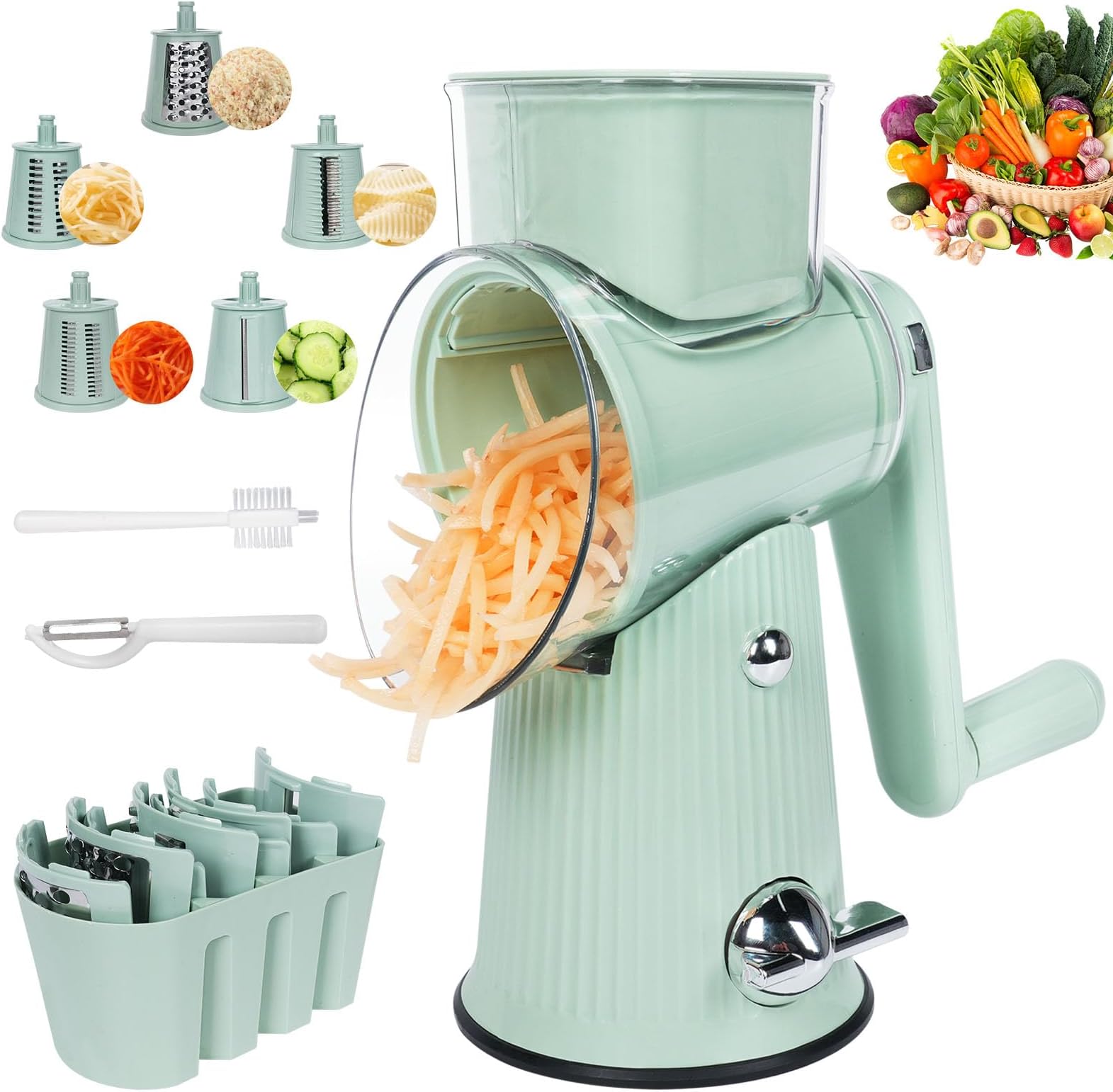 Amazon.com: Lndmark 5 in 1 Rotary Cheese Grater Vegetable Slicer ...