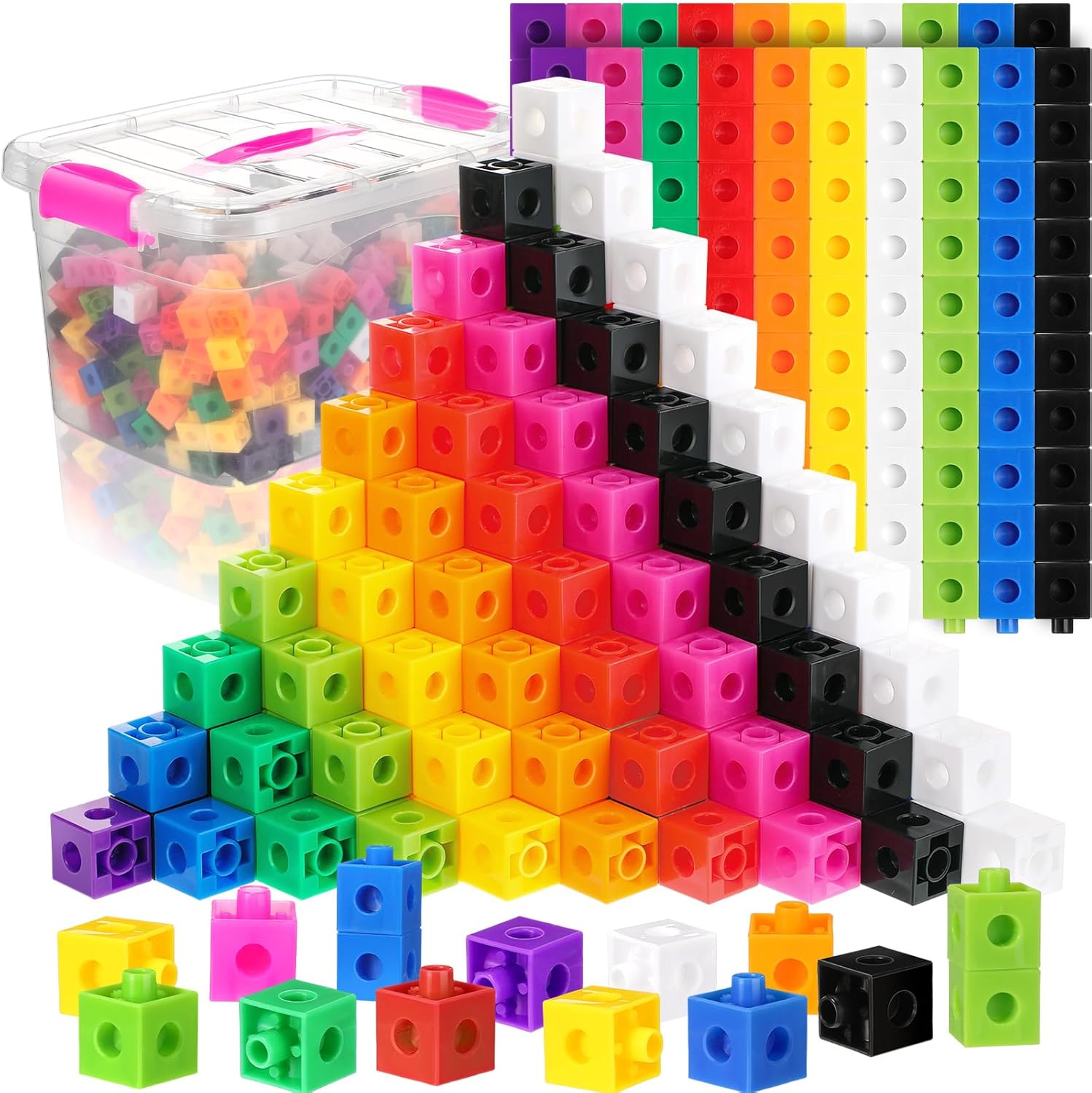 Amazon.com: Jenaai 400 Pcs Math Linking Cubes with Storage Box, Plastic ...