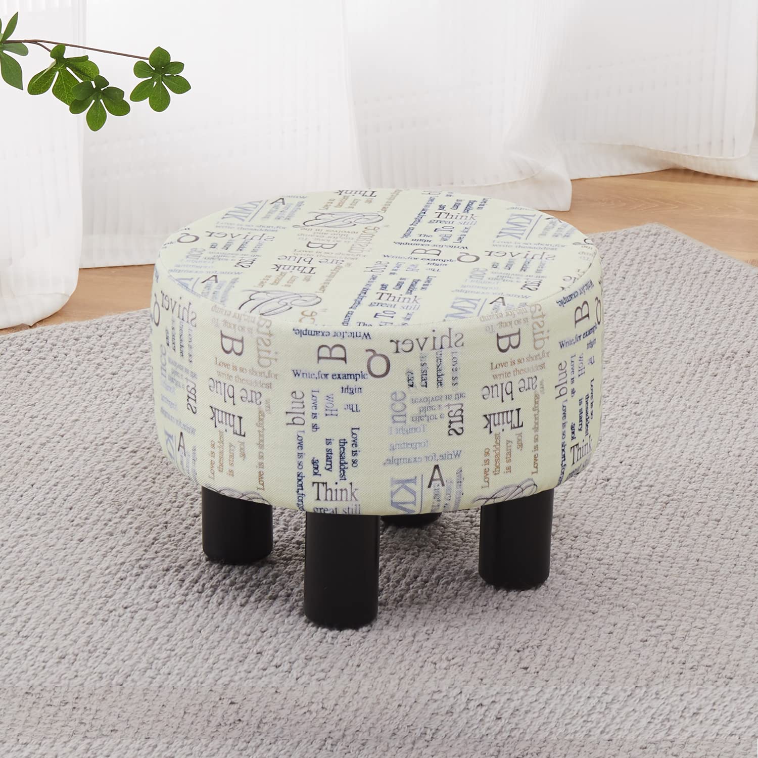 Cpintltr Foot Stool Linen Ottoman Round Footstool for Couch Desk Soft ...