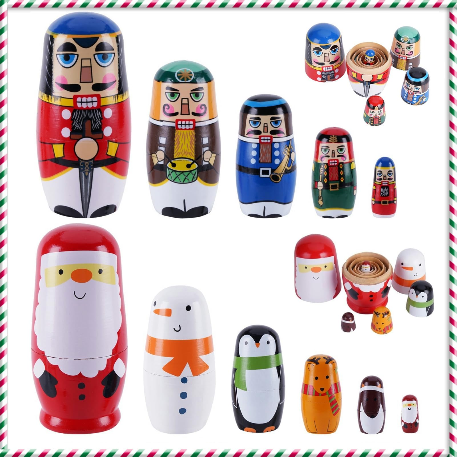 Snapklik.com : Tngan Chirstmas Russian Nesting Dolls, 2 Pack Wooden ...