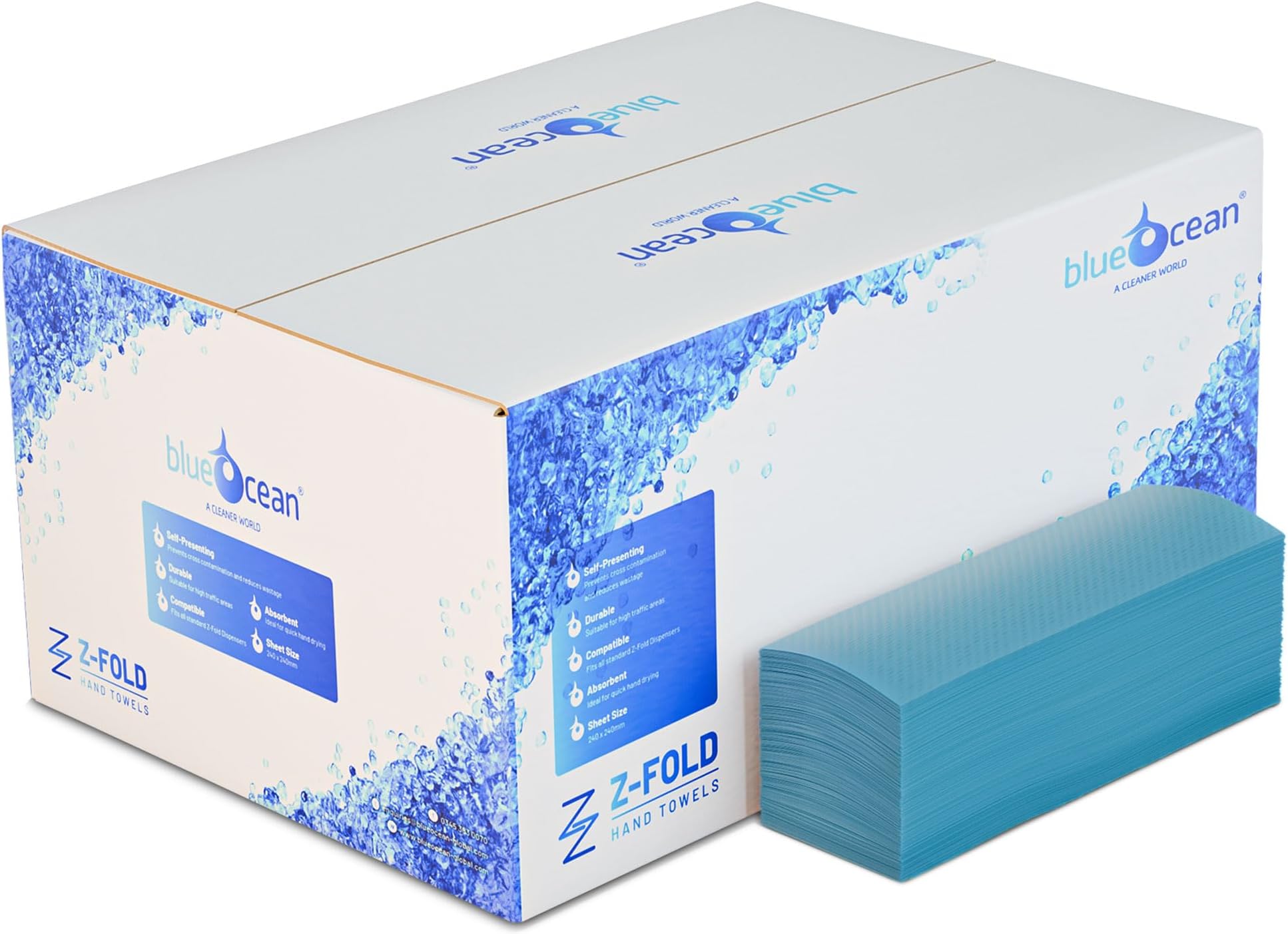 BLUEOCEAN V Fold Paper Towels (1 Ply) | Interfold Blue Hand Towel (3000 ...