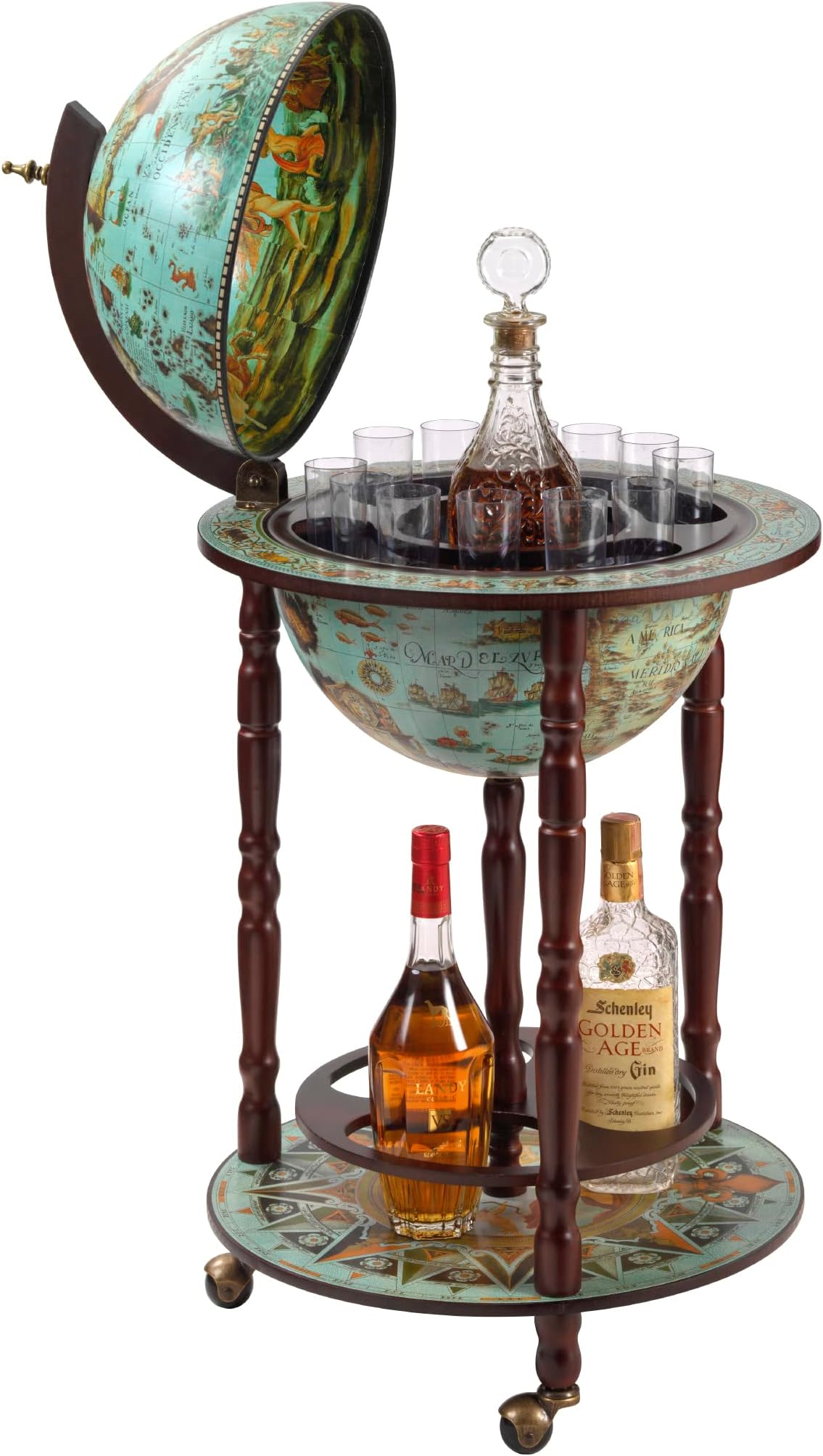 Amazon.com: S AFSTAR Globe Bar Liquor Cabinet - 13” Wood Tabletop Globe ...