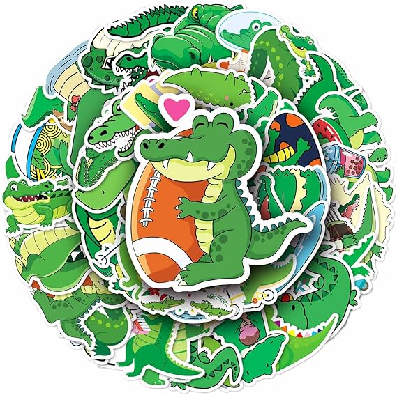 Amazon.com: 50Pcs Cartoon Alligator & Crocodile Vinyl Stickers ...