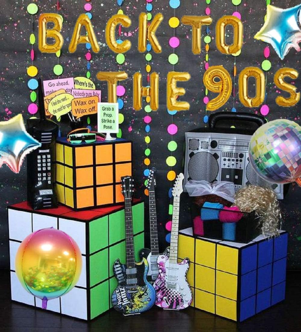 JeVenis 5PCS Back to the 90s balloon banner 90s balloon 90s party ...
