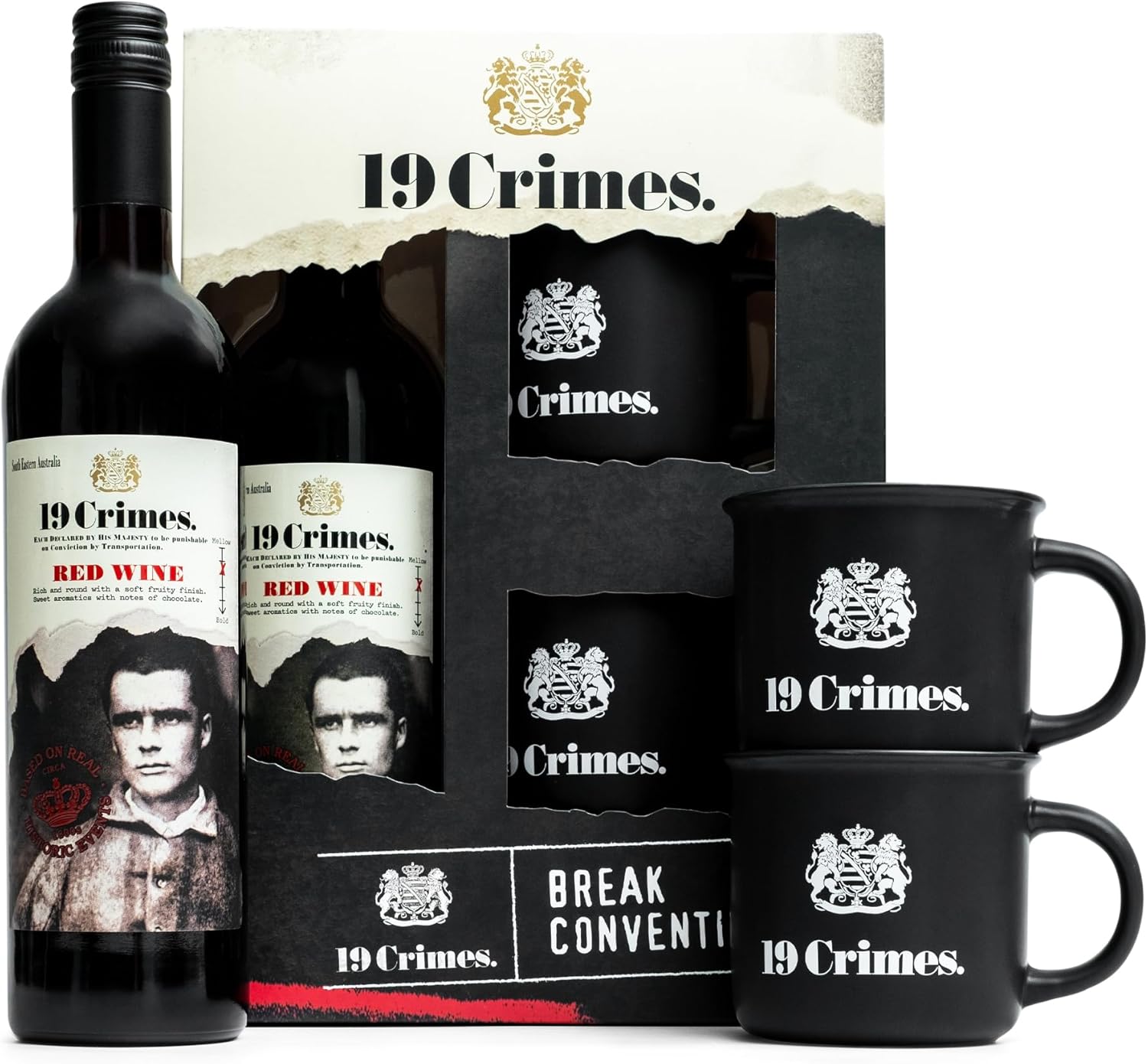 19 Crimes Red Wine Gift Set - Red Blend Australia 750ml and 2 x ...