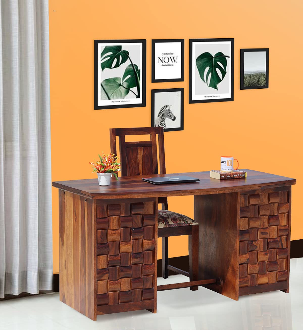 Royal Finish Nivora Office Table with 2 Cabinet & 2 Drawer & Nivora ...