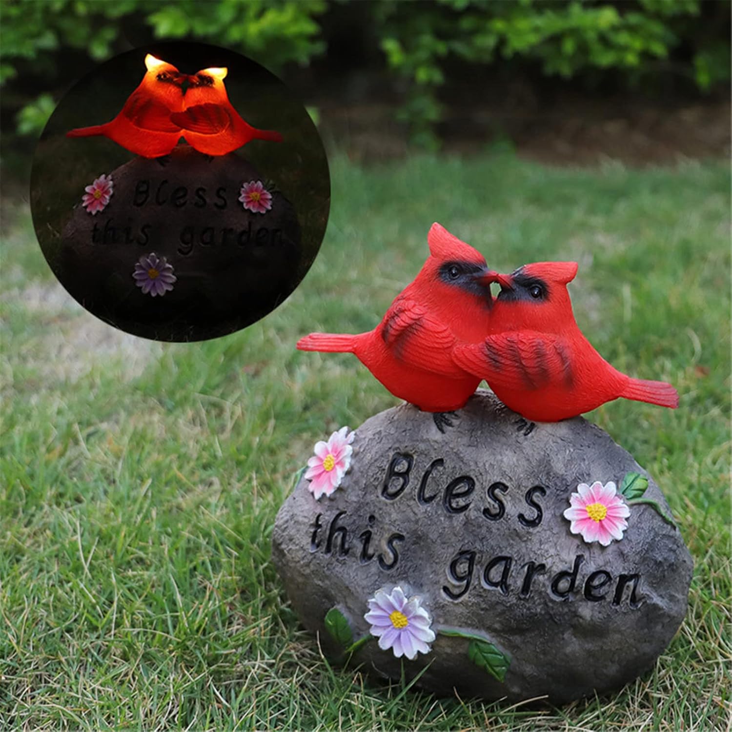 Amazon.com: Cardinal Bird Garden Statues with Solar Light, Bless This ...
