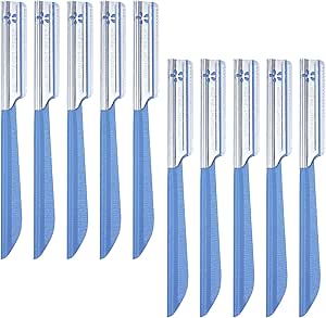 10 Pcs Beard Mustache Straight Edge Razors, Blue Men's Beards Edgers ...