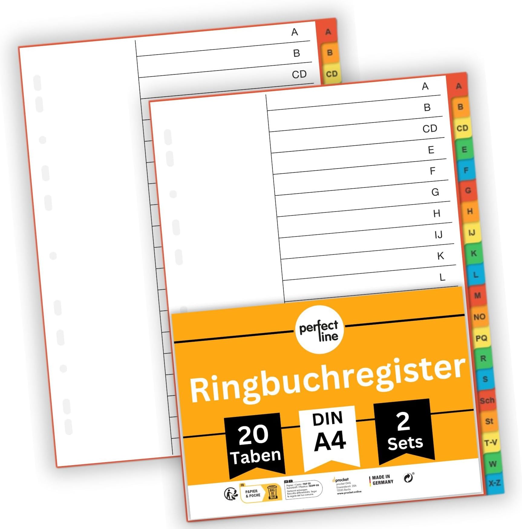 Conipa® - 1er Set A-Z Register für Ordner DIN A4 alphabetisch (MADE IN ...