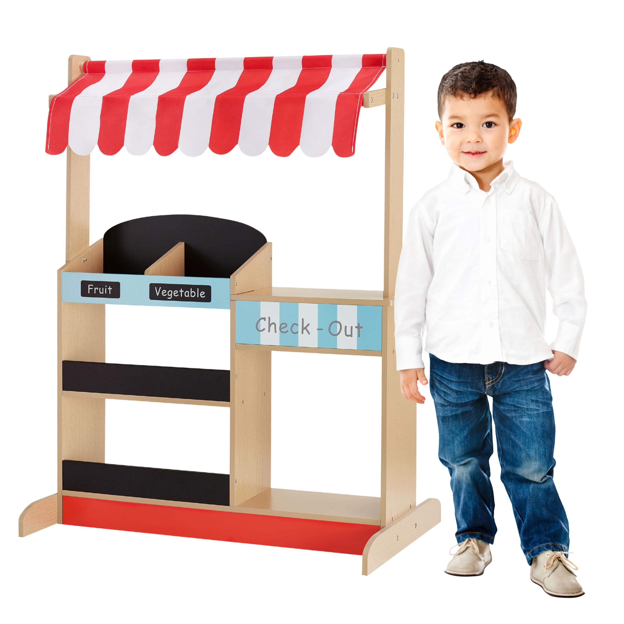 Amazon.com: Teamson Kids My Little Helper Market Stand Playset with ...