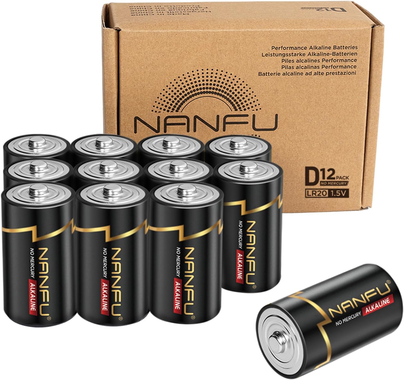 Amazon.com: NANFU Alkaline D Cell Batteries, Long Lasting Performance ...