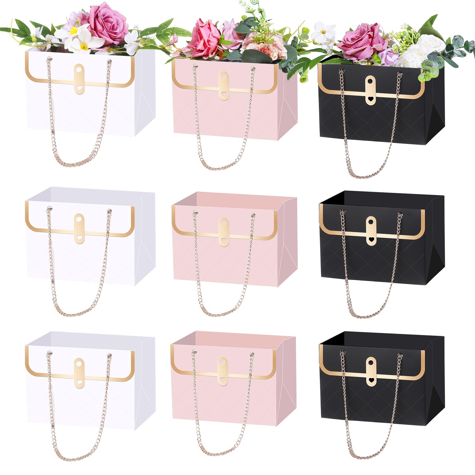 Amazon.com: ISKYBOB 9 Pcs Flower Bags for Bouquets, Small Flower Boxes ...