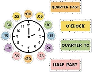 Amazon.com: JarThenaAMCS 16Pcs Boho Telling Time Bulletin Board Bright ...