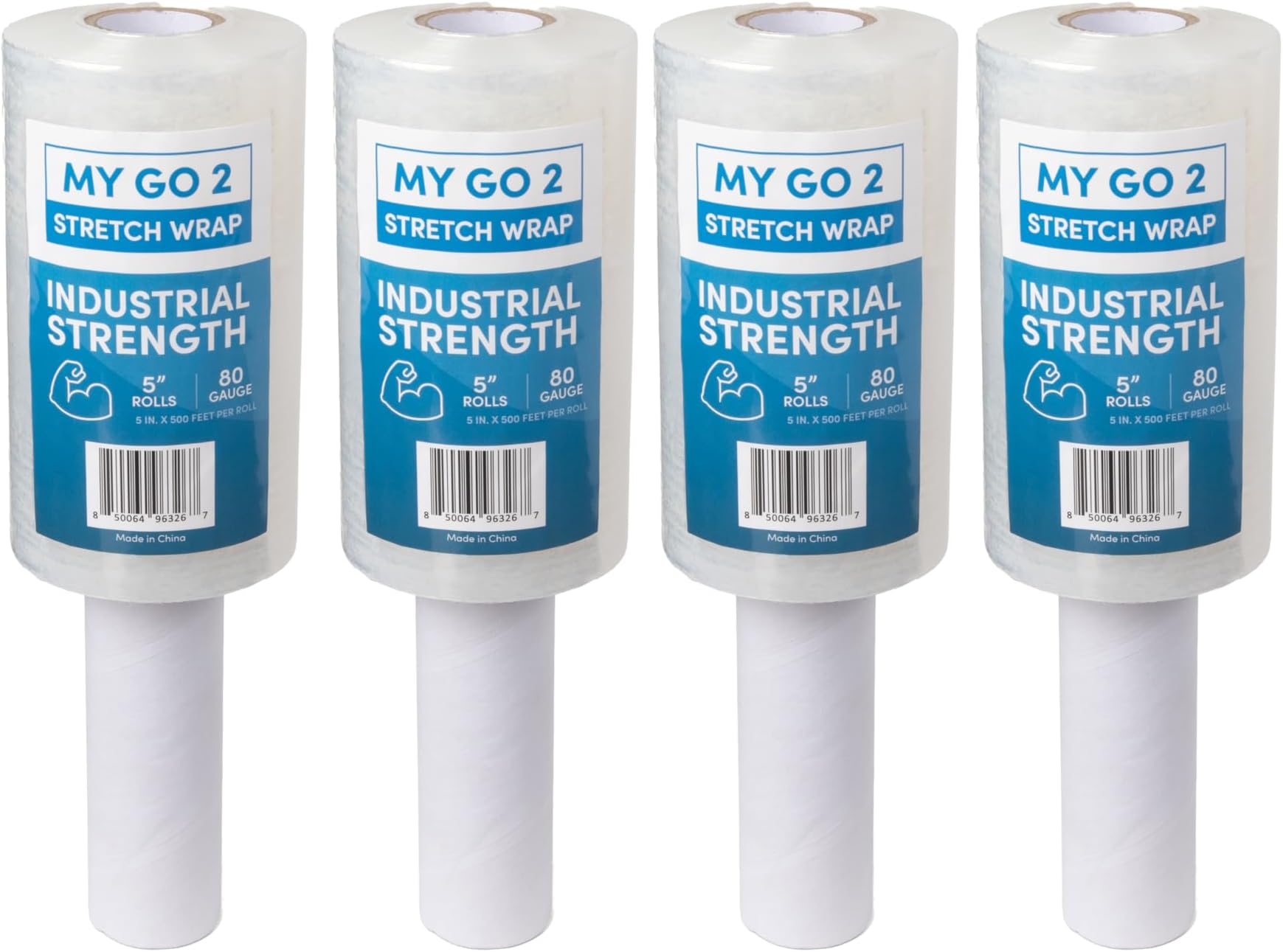 Amazon.com : 4 Pack 5" Stretch Wrap Rolls, 2000ft Industrial Strength ...