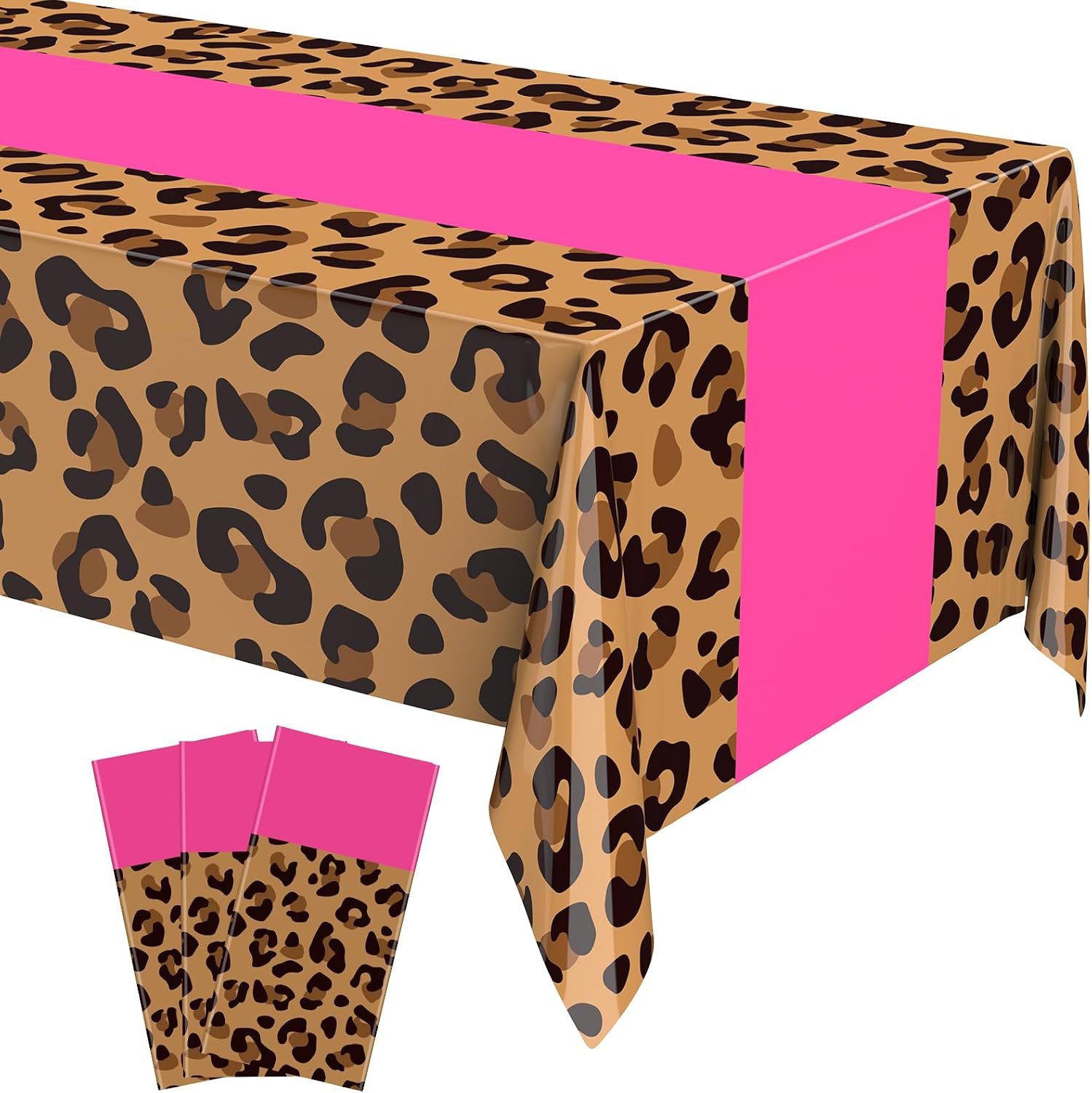 Amazon.com: Buryeah 3 Pcs Leopard Print Tablecloth 54 x 108'' Leopard ...