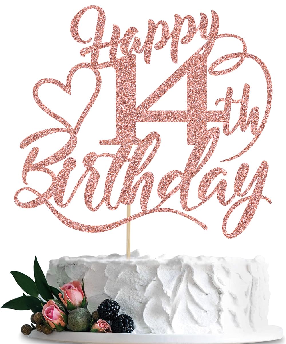 Amazon.com: Happy 14th Birthday Cake Topper for 14th Men and Women ...