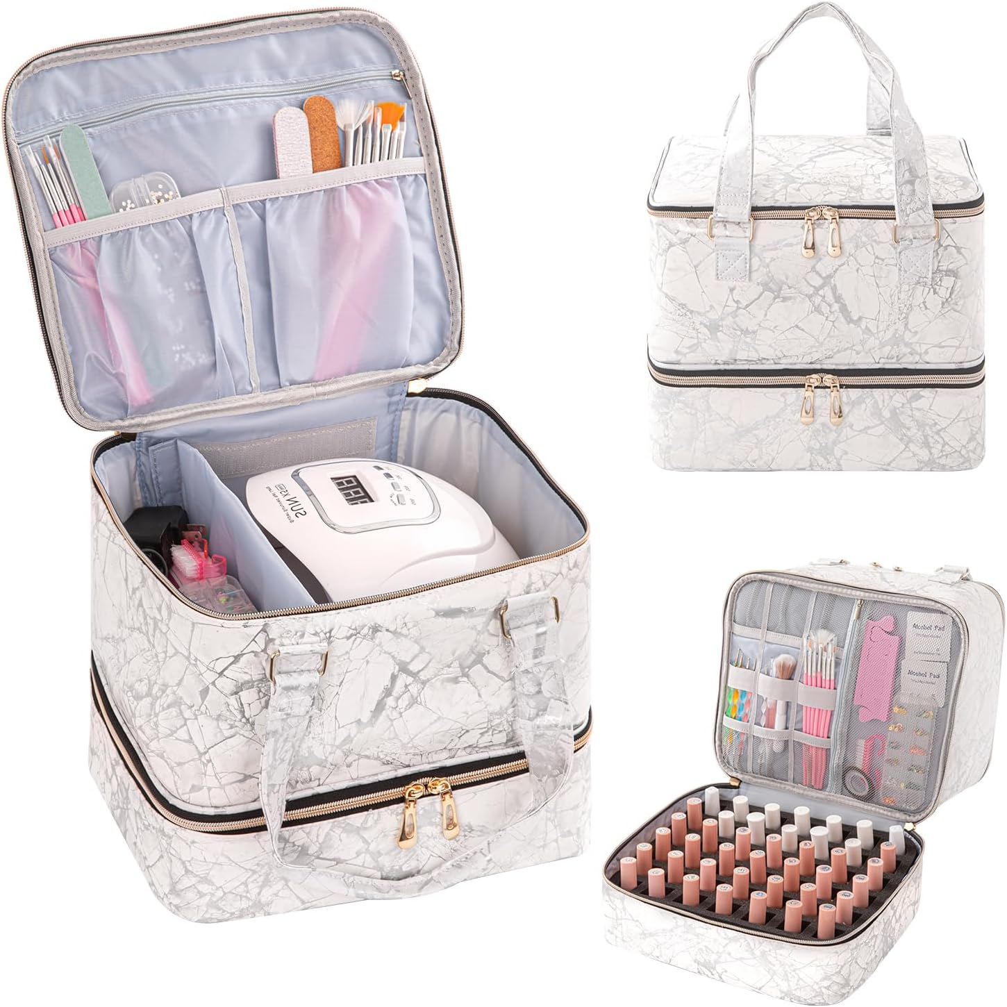 Amazon.com : Uross Nail Polish Organizer Bag Holds 84 Bottles Nail ...