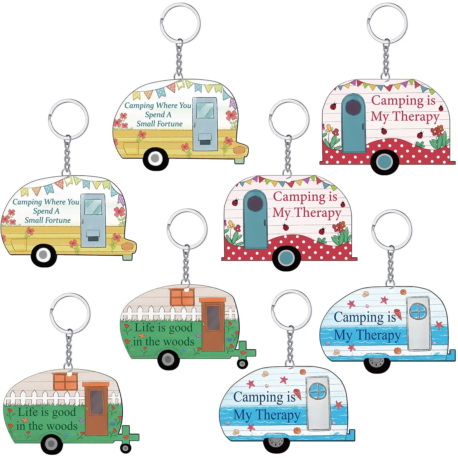 Buy 8 Pieces Camper Keychain Find Joy in The Journey Happy Camping Car ...