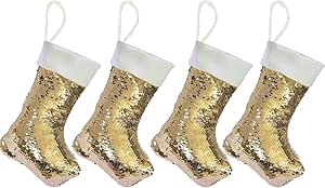Amazon.com: JYFLZQ Gold Sequin Sublimation Christmas Stockings Blanks 4 ...