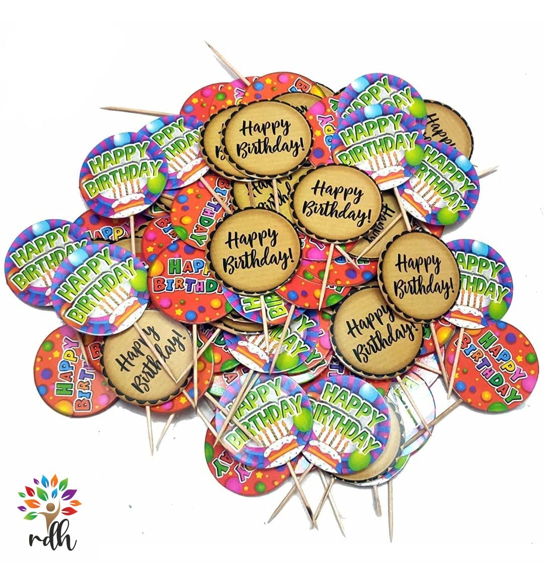 RDH INC. Cake Toppers - Happy Birthday Paper Tag (200) : Amazon.in ...