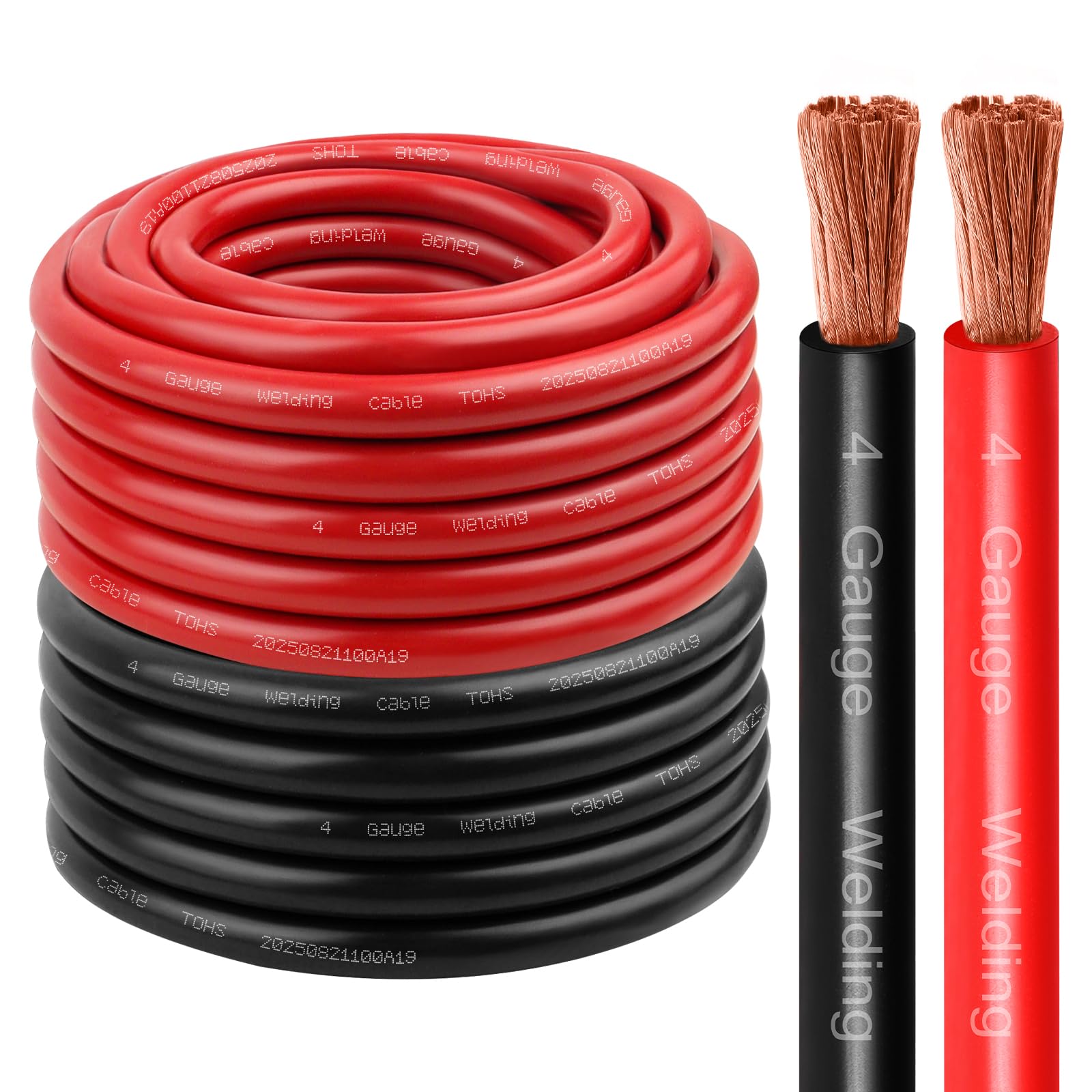 Snapklik.com : 4 Gauge Battery Cable Copper Wire, 50FT Red+50FT Black 4 ...