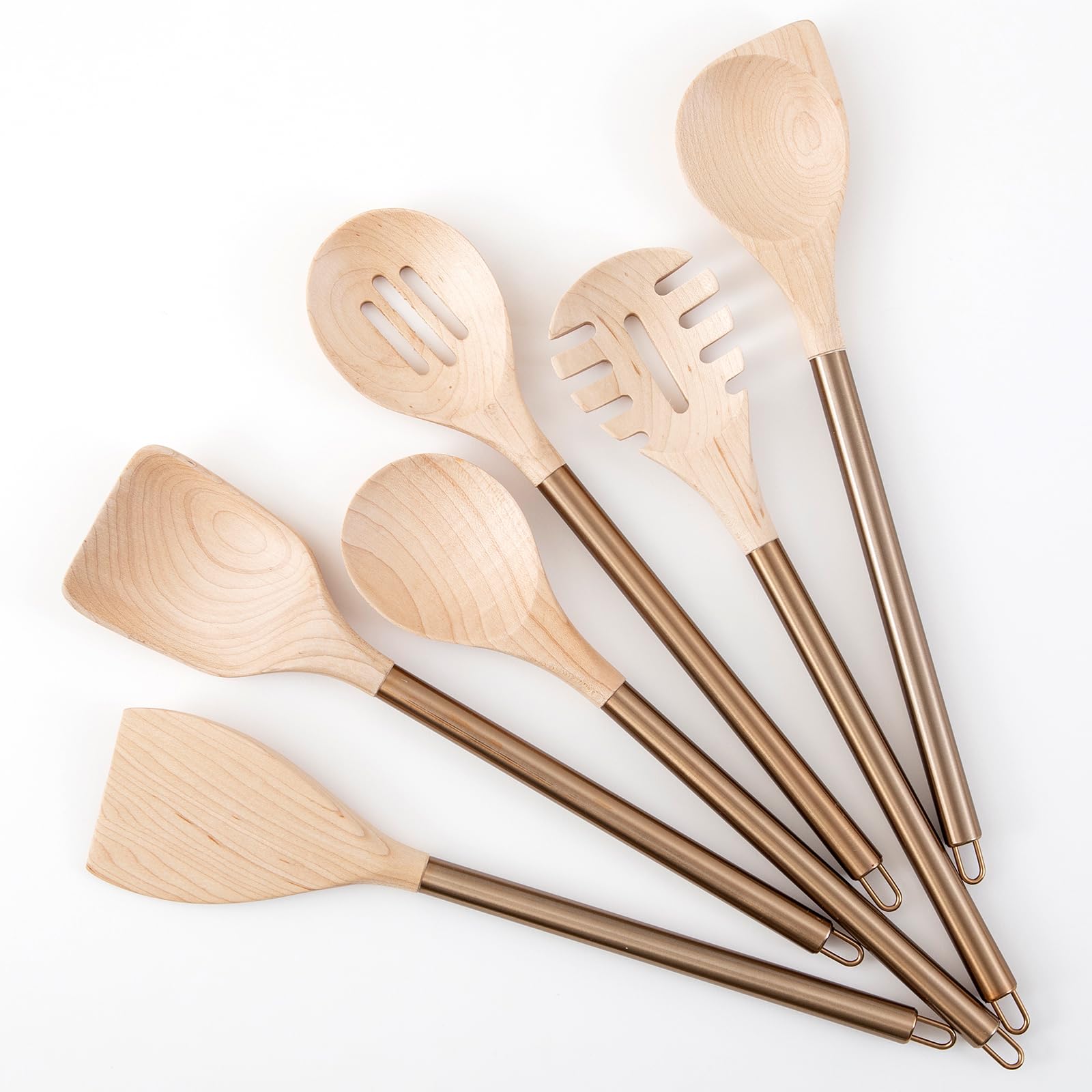 Amazon.com: 6 Pieces Wooden Spoons for Cooking,14 Inch Wood Spoons with ...