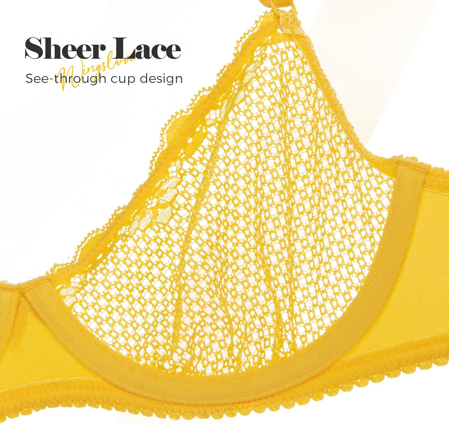 Buy Wingslove Women's Sexy 1/2 Cup Lace Bra Balconette Mesh Underwired Demi Shelf Bra Unlined ...