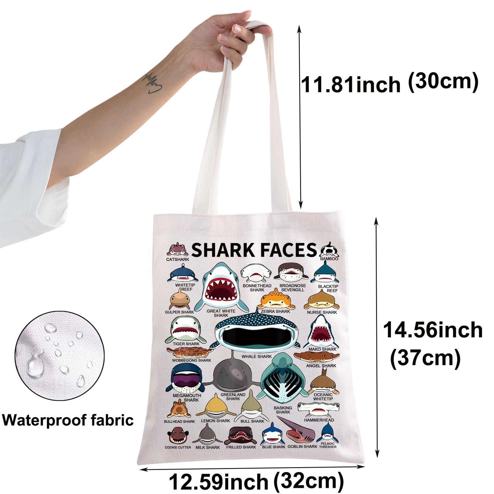 Snapklik.com : BWWKTOP Shark Face Canvas Tote Bag Shark Lovers Gifts ...