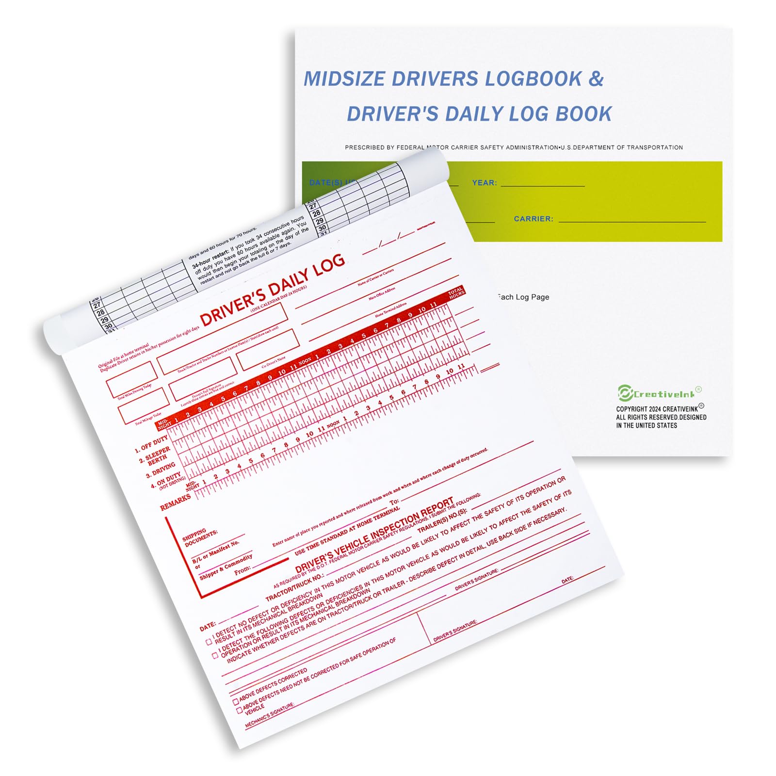 Amazon.com : CreativeInk Midsize Drivers Logbook Driver's Daily Log ...