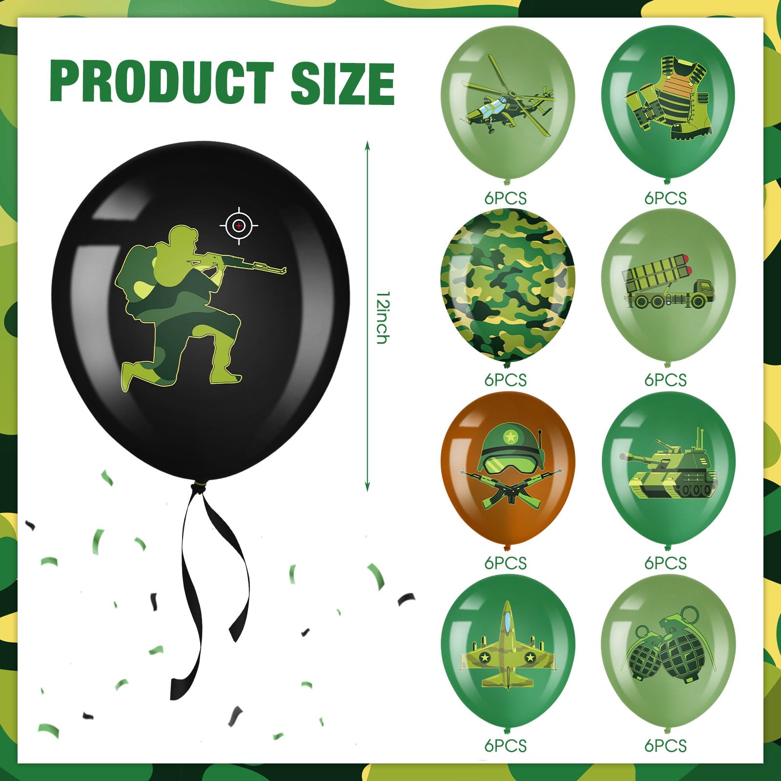 Snapklik.com : 54 Pcs Army Balloons Camo Birthday Party Decorations ...