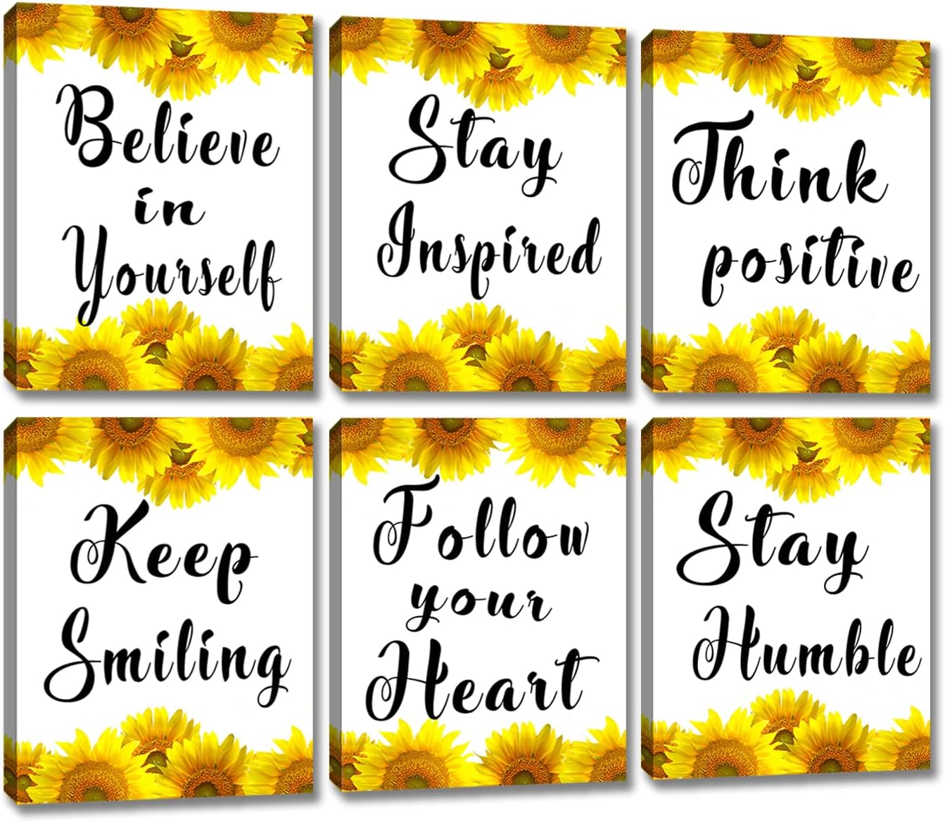 Sunflower Wall Decor Inspirational Quotes - 6 Panles Simple ...