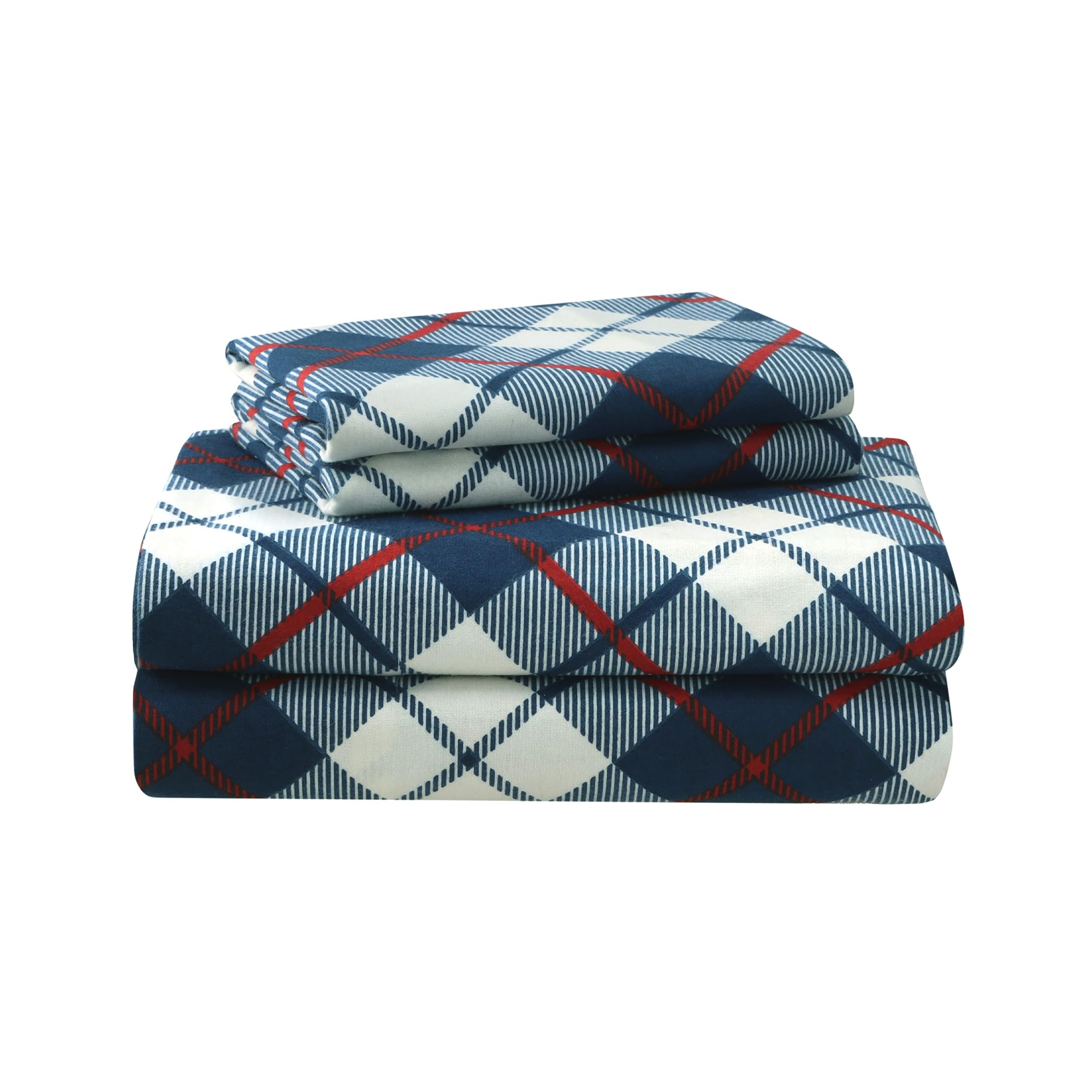Amazon.com: Featherhead™ 100% Cotton 4PCs Flannel Sheet Set, Queen Size, Tartan Plaid | Double ...