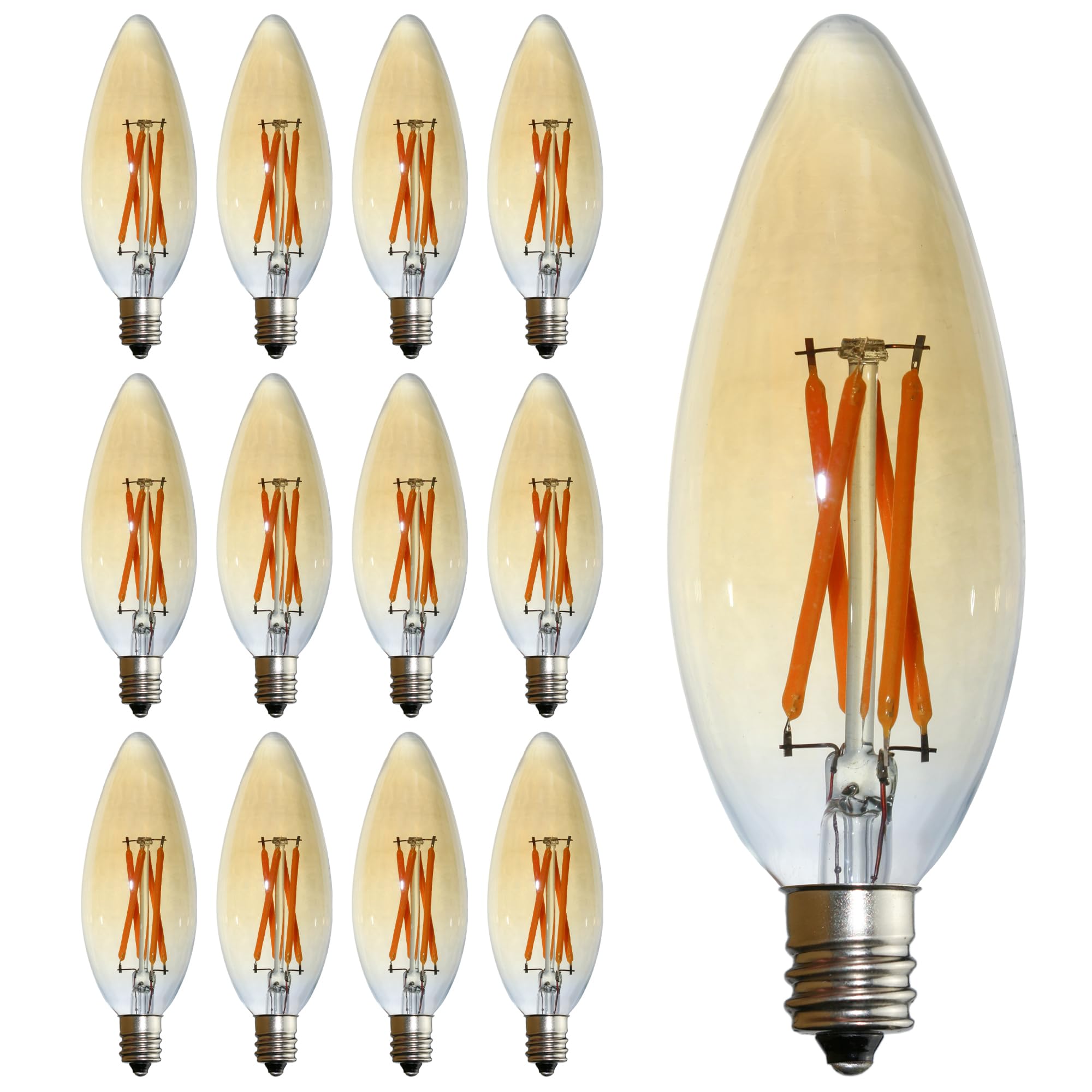 FANNIS 12 Pack C32 Candle LED Edison Bulb, 4W Equals 40W, Warm Light ...