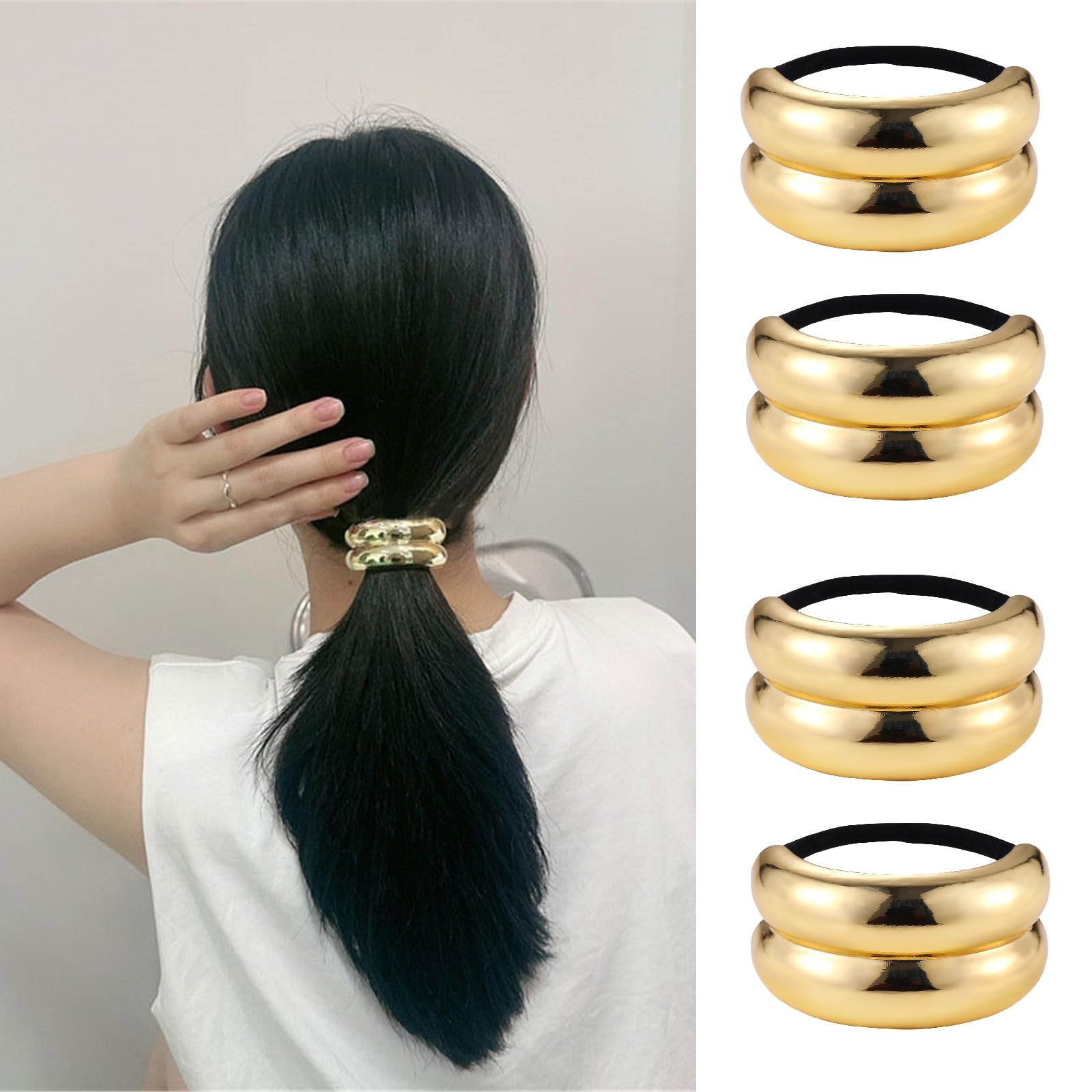 Amazon.com : papasgix Metal Hair Ties, Metal Geometric Elastic Hair ...