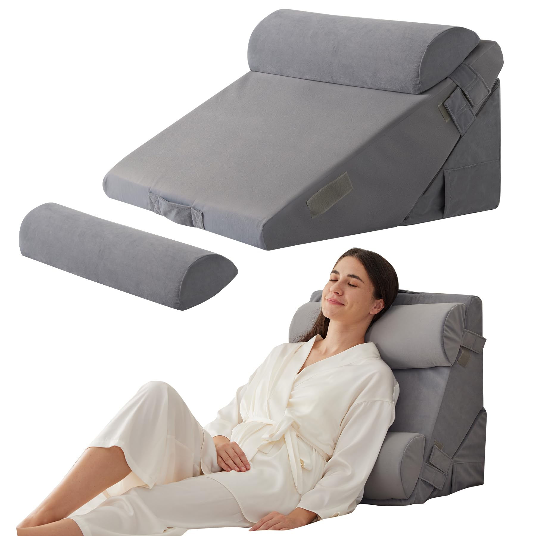 Amazon.com: Ruqmuis 4PCS Orthopedic Bed Wedge Pillow Set for Sleeping ...