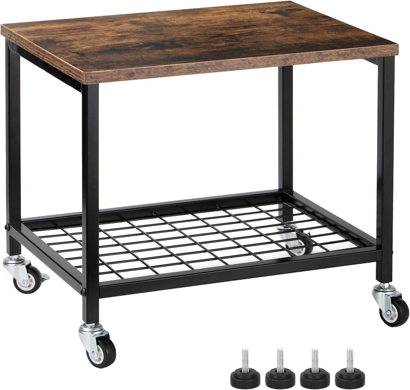 Amazon.com: Lerliuo Under Desk Printer Stand, 2-Tier Industrial Mobile ...