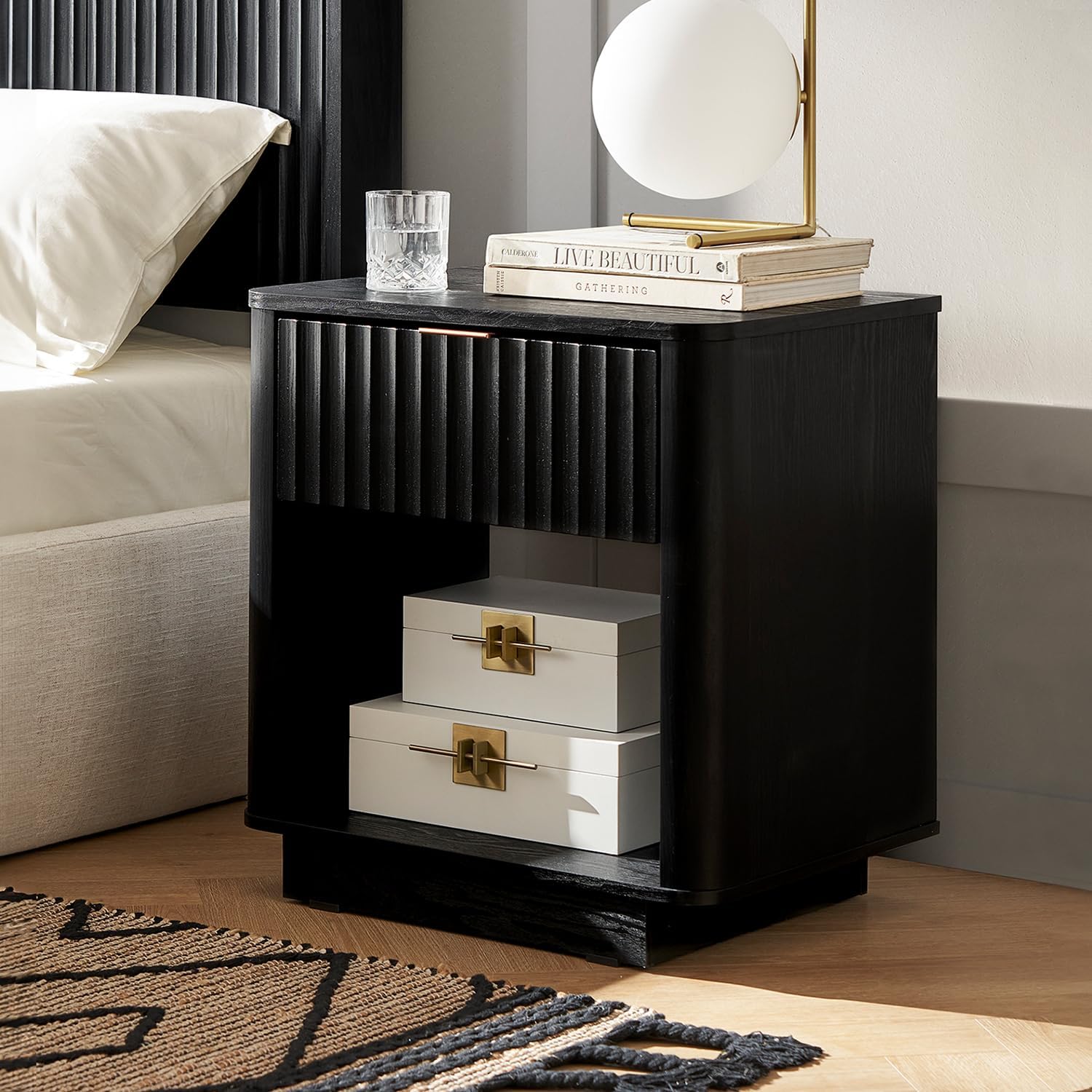 Amazon.com: mopio Brooklyn Night Stand, Modern Farmhouse Nightstand ...
